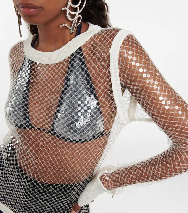 Jean Paul Gaultier Sequined Net Top