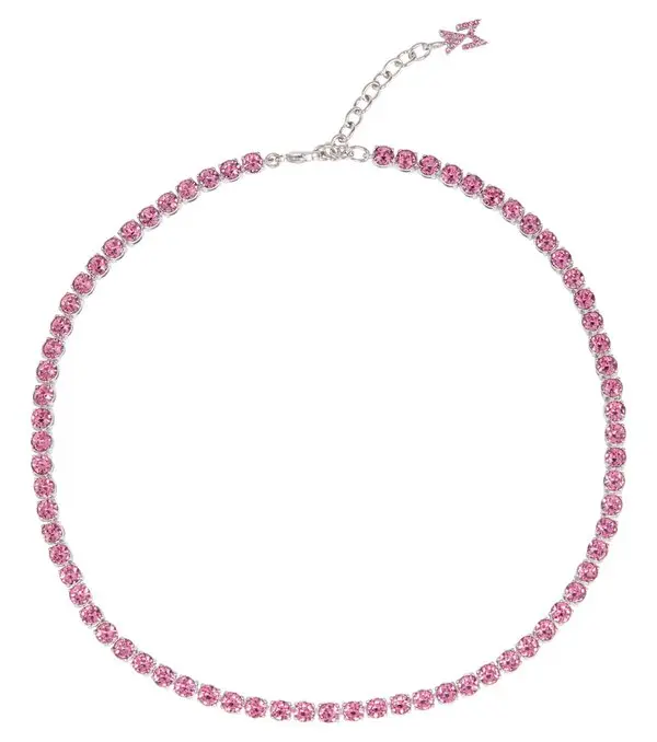 Amina Muaddi Tennis Crystal-embellished Necklace - Pink