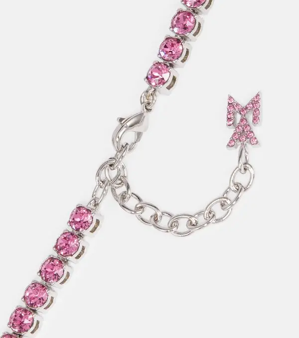 Amina Muaddi Tennis Crystal-embellished Necklace - Pink