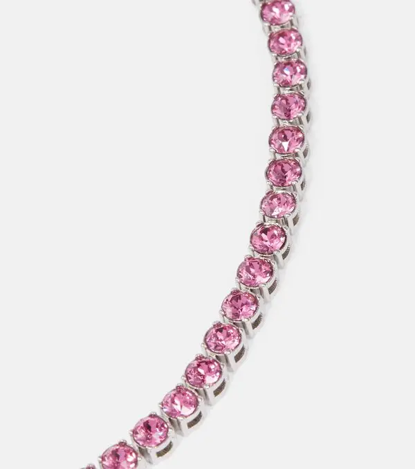 Amina Muaddi Tennis Crystal-embellished Necklace - Pink