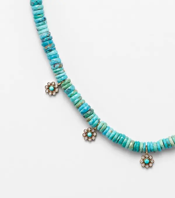 SYDNEY EVAN 14kt Gold Diamond Daisy Beaded Necklace