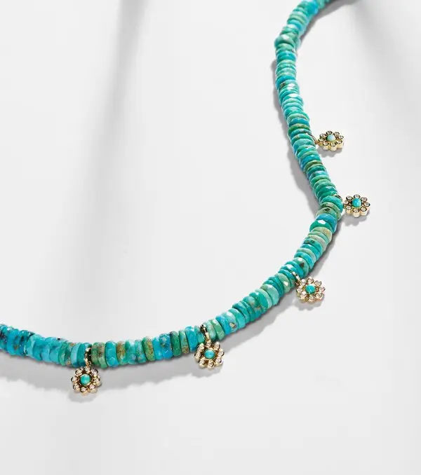 SYDNEY EVAN 14kt Gold Diamond Daisy Beaded Necklace