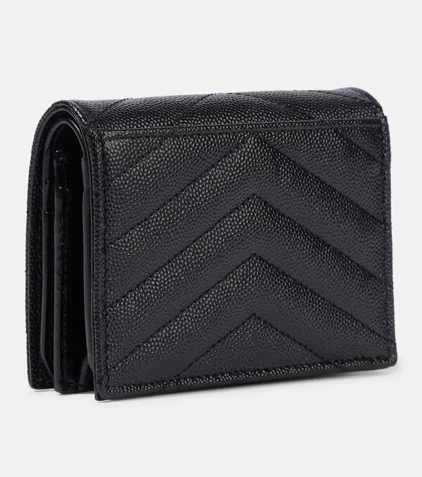 Saint Laurent Cassandre Leather Flap Card Case - Black