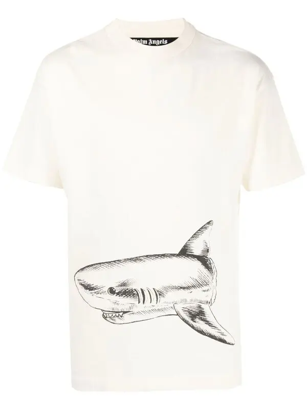 Palm Angels Broken Shark-print T-shirt - Neutrals