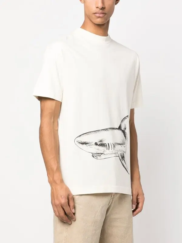 Palm Angels Broken Shark-print T-shirt - Neutrals