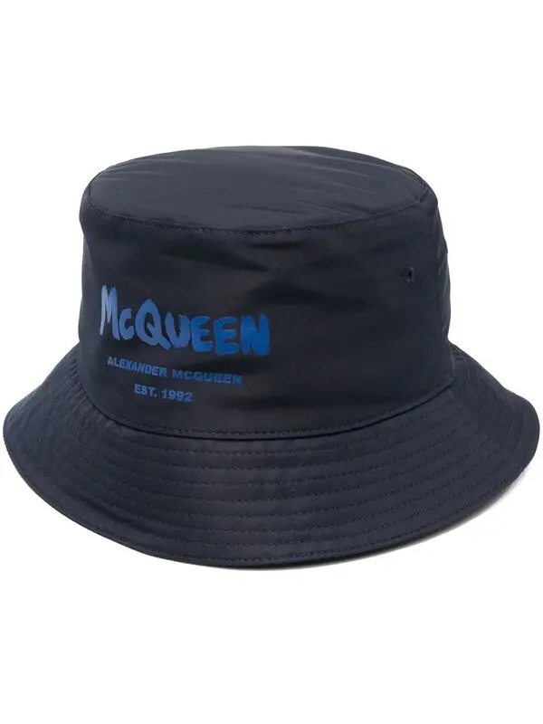 Alexander McQueen Logo-print Bucket Hat - Navy Blue