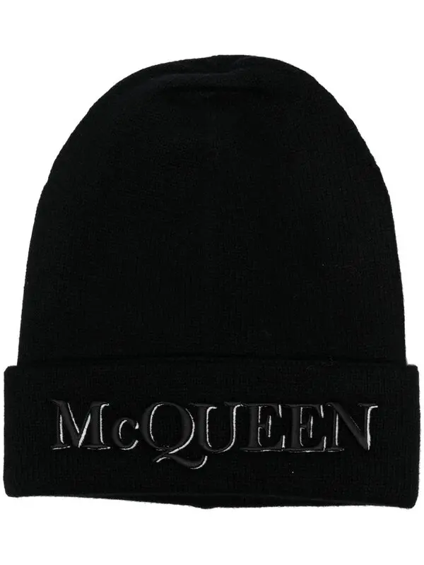 Alexander McQueen Logo-embroidered Cashmere Beanie - Black
