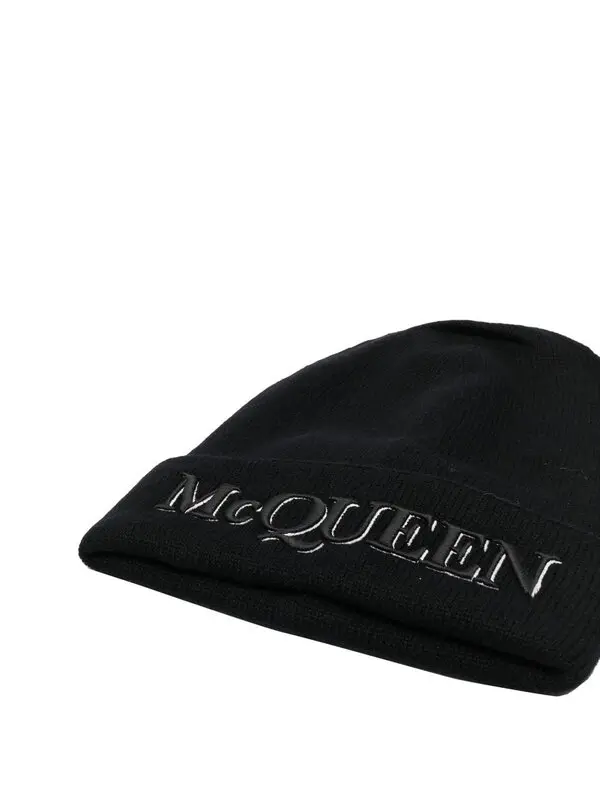 Alexander McQueen Logo-embroidered Cashmere Beanie - Black