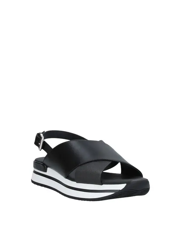 Hogan Leather Slingback Flatform Sandals