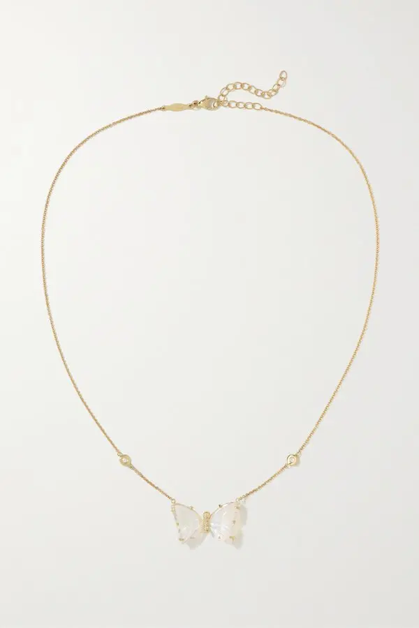 Jacquie Aiche Butterfly 14-karat Moonstone And Diamond Necklace