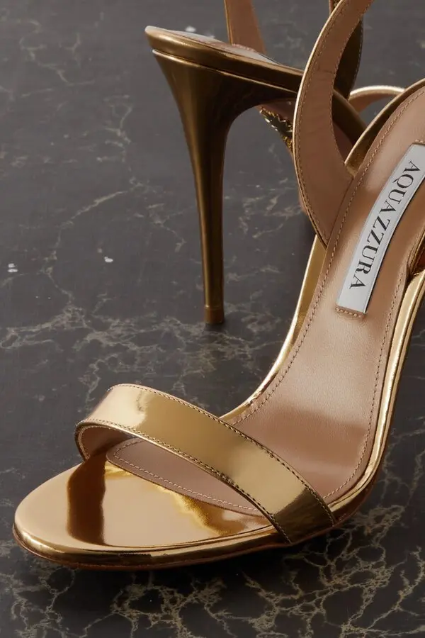 AQUAZZURA So Nude 105 Mirrored-leather Slingback Sandals - Gold