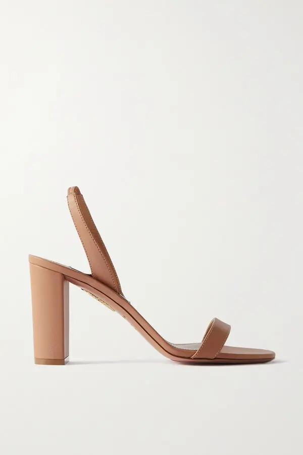 AQUAZZURA So Nude 85 Leather Slingback Sandals - Neutrals