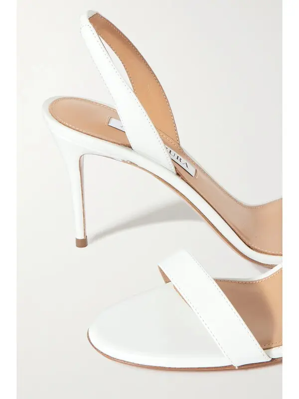 AQUAZZURA So Nude 85 Leather Slingback Sandals - White