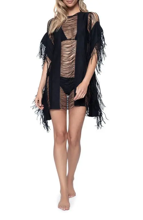 PQ Monique Draped Fringe Cover-up Dress - Black