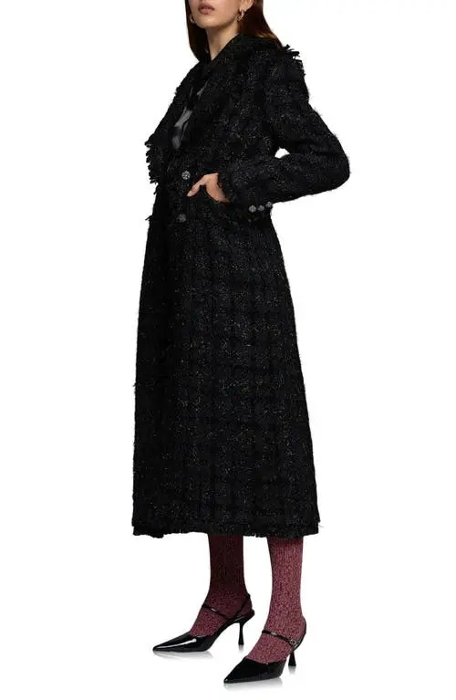 Endless Rose Metallic Long Tweed Coat
