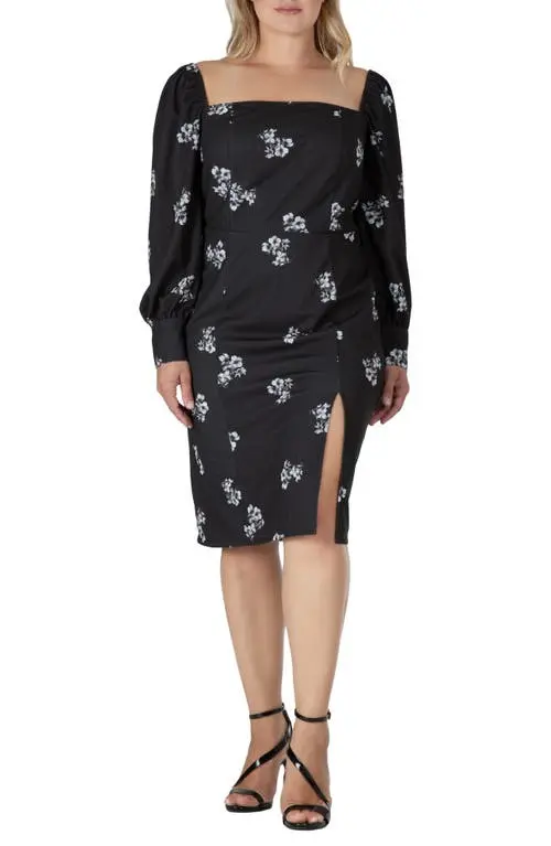 STANDARDS & PRACTICES Floral Ruched Long Sleeve Dress