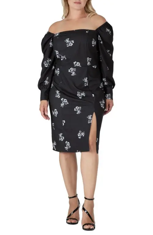 STANDARDS & PRACTICES Floral Ruched Long Sleeve Dress