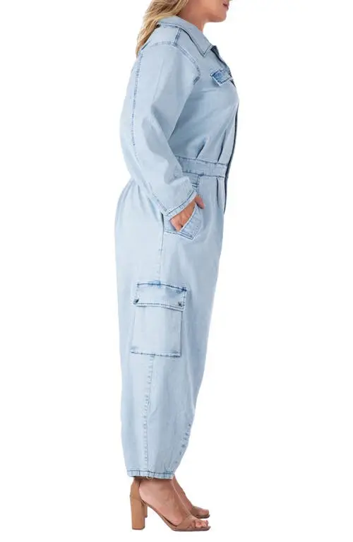 STANDARDS & PRACTICES Cargo Long Sleeve Denim Jumpsuit