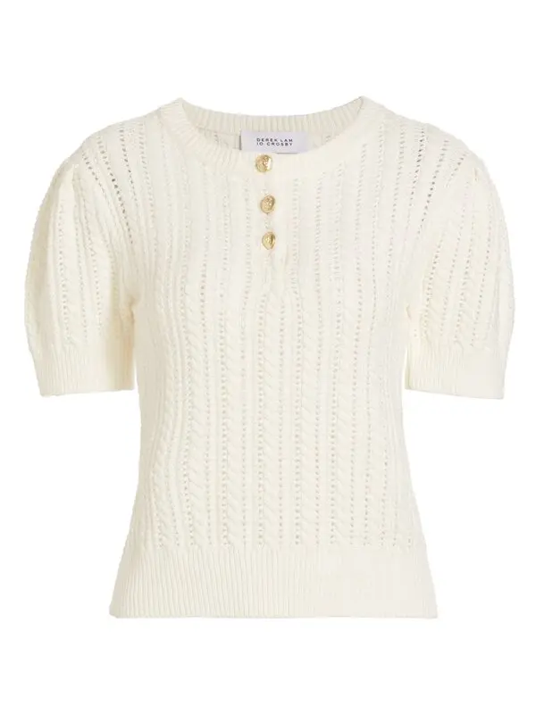Derek Lam 10 Crosby Shea Mixed-stitch Puff-sleeve Sweater