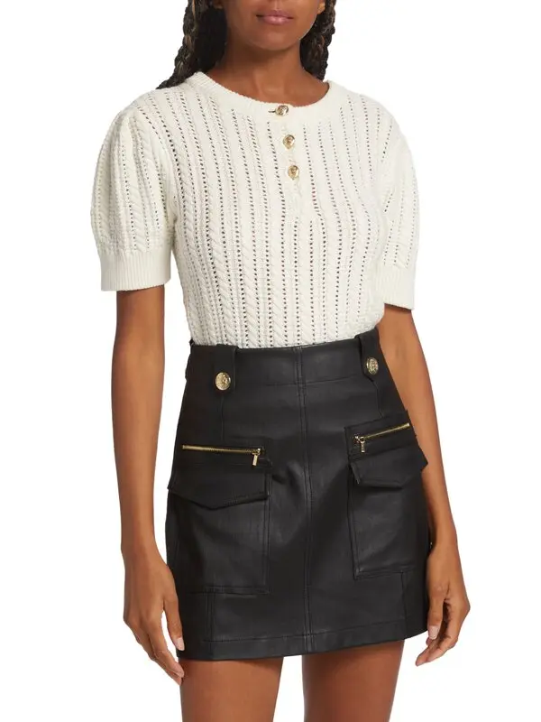Derek Lam 10 Crosby Shea Mixed-stitch Puff-sleeve Sweater
