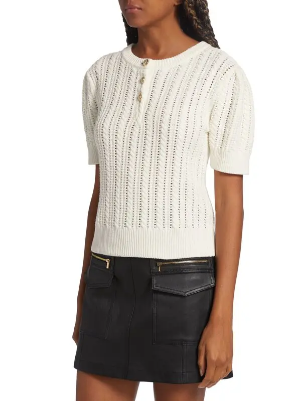 Derek Lam 10 Crosby Shea Mixed-stitch Puff-sleeve Sweater