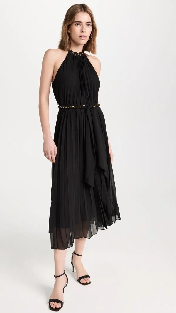 Zimmermann Sunray Pleat Midi Dress - Black | Editorialist