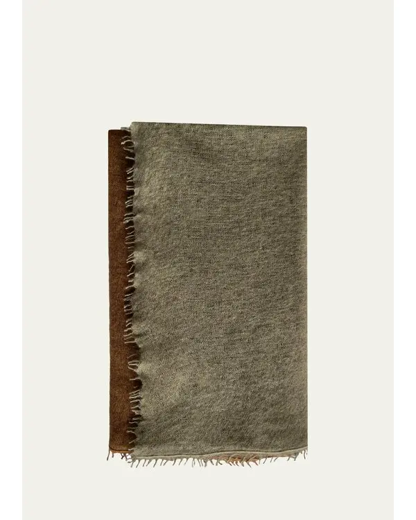 Denis Colomb Fuzzy Feture Two-tone Cashmere Scarf - Brown
