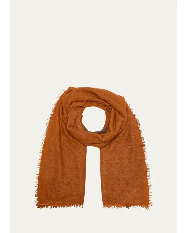 Denis Colomb Fuzzy Feture Two-tone Cashmere Scarf - Orange