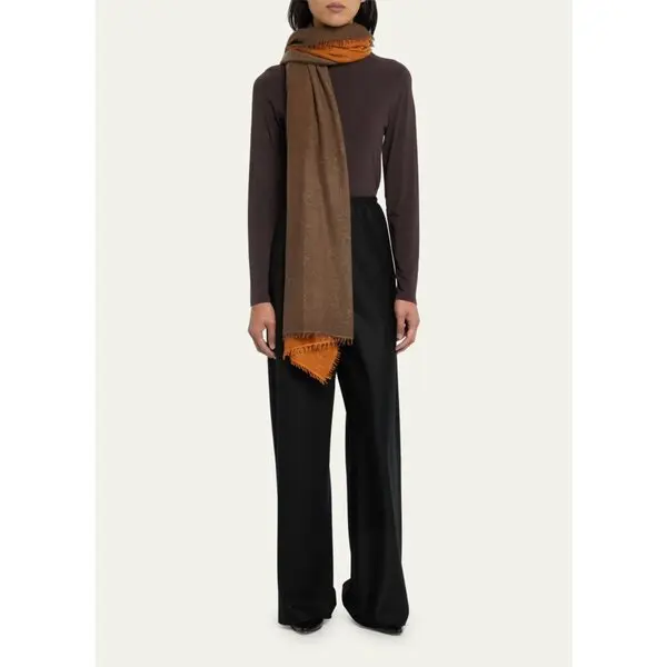 Denis Colomb Fuzzy Feture Two-tone Cashmere Scarf - Orange