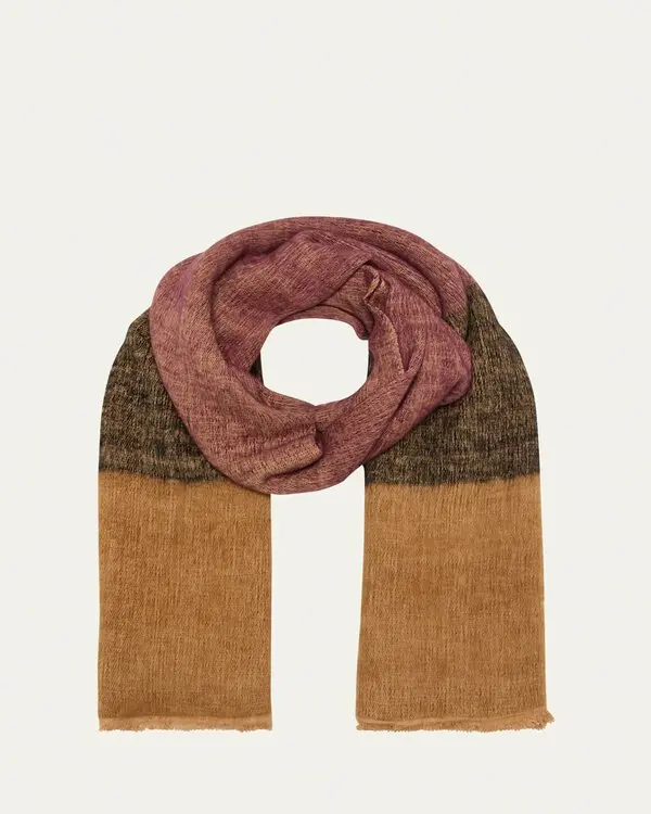 Denis Colomb Hokkaido Color-block Shawl - Camel Black Fig
