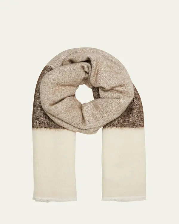 Denis Colomb Hokkaido Color-block Shawl - White/grey/natural Brown