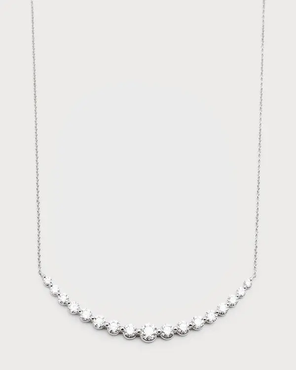 Neiman Marcus 18k Diamond Smiley Bar Necklace - White Gold