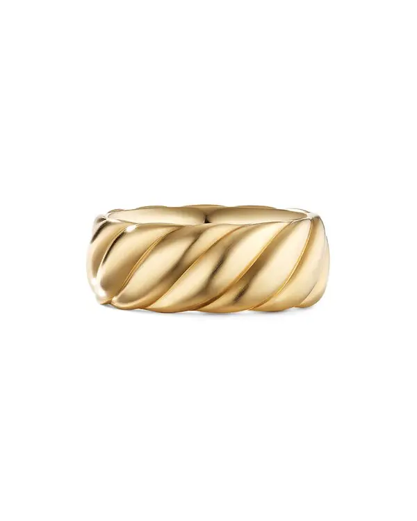 David Yurman 18k Gold Sculptured Cable Band Ring - Yellow