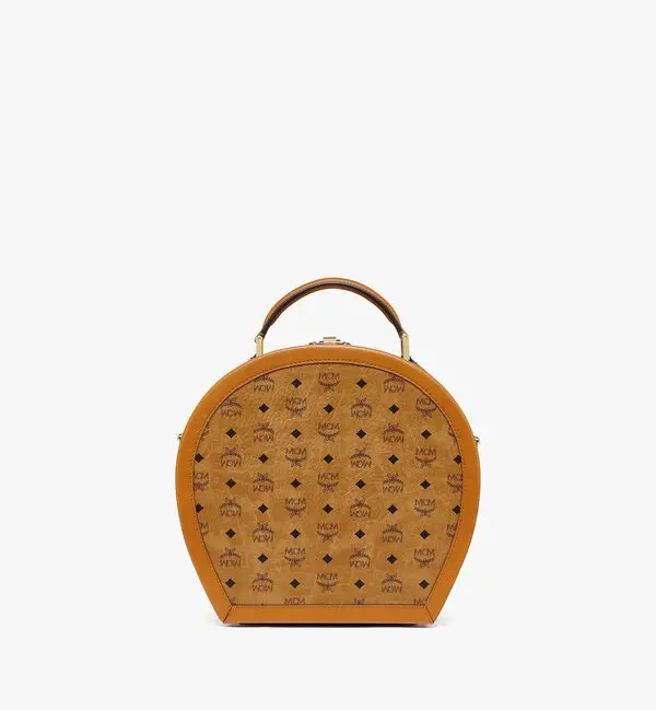 Mcm Visetos Hat Box - Cognac