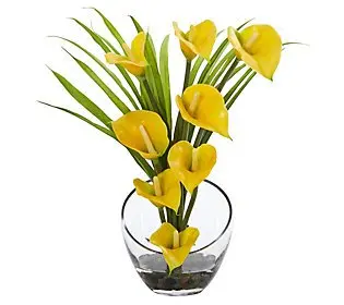 NEARLY NATURAL Calla Lily & Grass Artificial Arrangement Ne Arly Natural - One-color