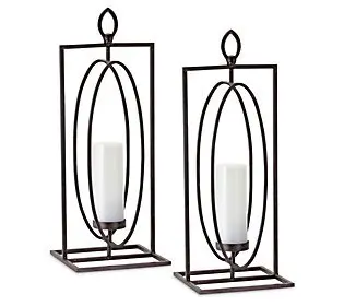 MELROSE Iron Candle Holder Stand Set Of Two - One-color
