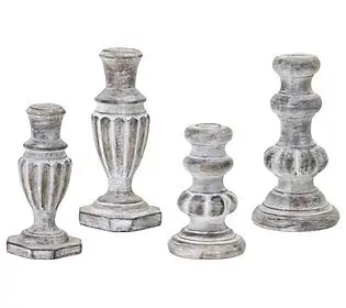 MELROSE Weathered Stone Candle Holders Set Of Four - One-color