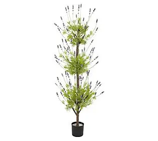 NEARLY NATURAL 4' Lavender Topiary Silk Tree By - One-color