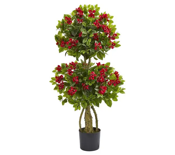 NEARLY NATURAL 4' Double Bougainvillea Topiary Tree Nearly Atural