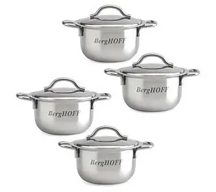 BERGHOFF Set Of 4 Stainless Steel Covered Mini Ots - Silver
