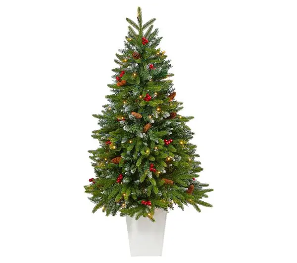 NEARLY NATURAL 56' Snow Tip Tree W/100 Clear Le - One-color