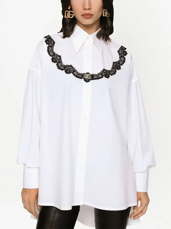 Dolce & Gabbana Lace-insert Poplin Shirt