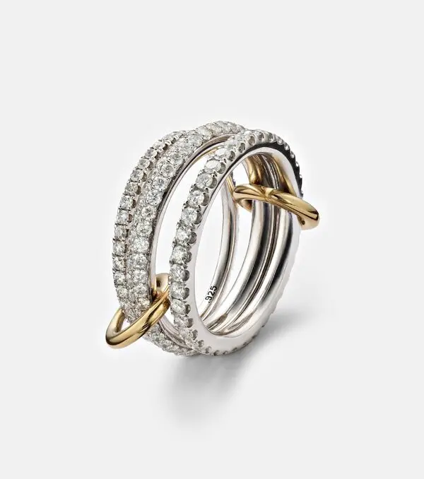 SPINELLI KILCOLLIN Nova Sterling Silver And 18kt Gold Ring With Diamonds - Multicoloured