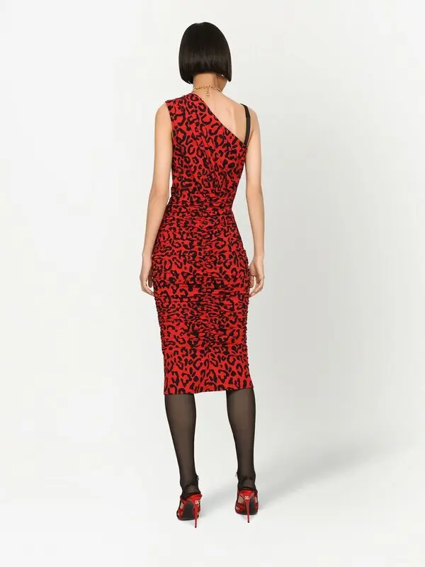 Dolce & Gabbana One-shoulder Leopard-print Dress