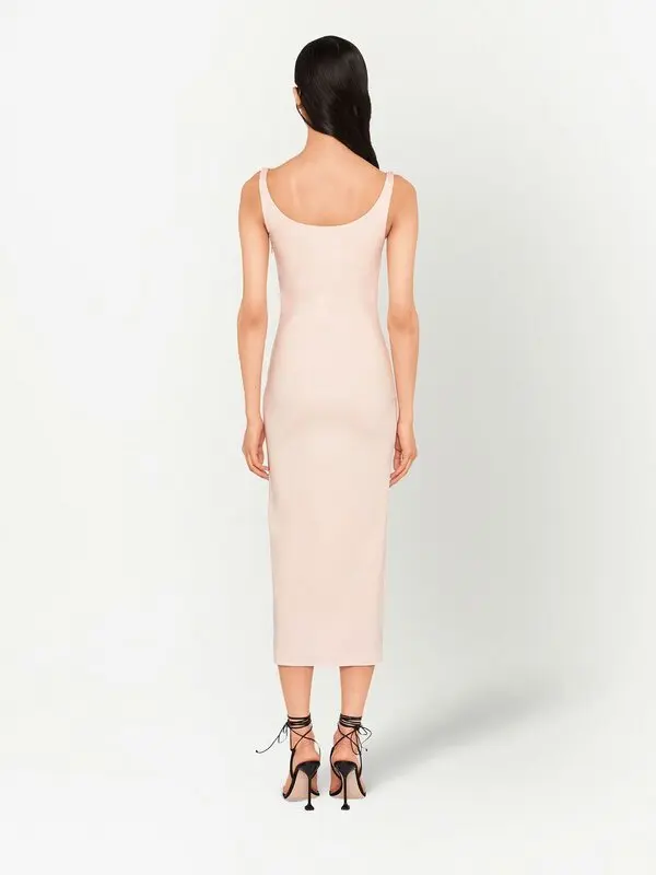 Miu Miu Stretch-Jersey Keyhole-Neck Midi Dress - Blush Pink | Editorialist