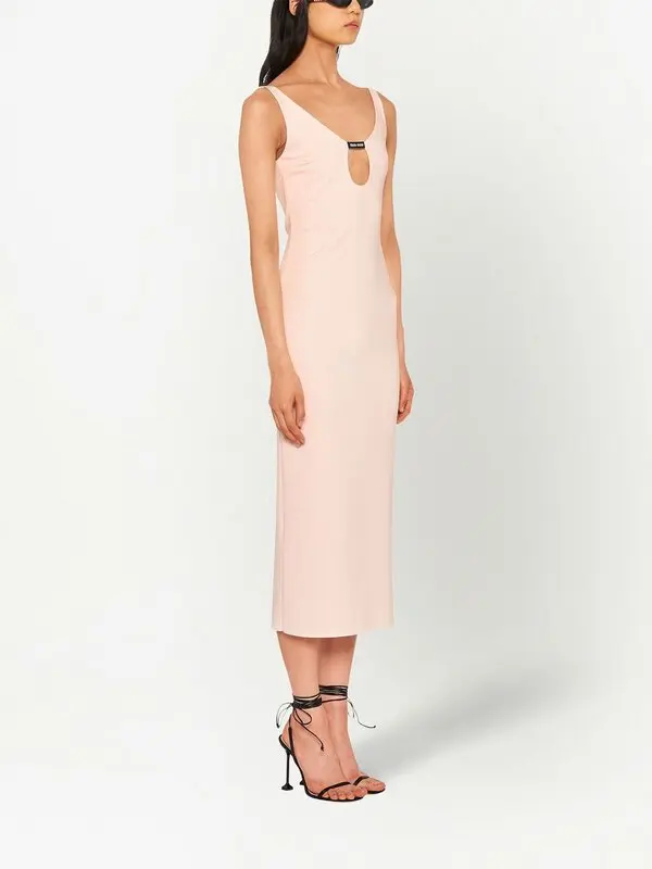 knee length dresses for ladies Miu Miu Marocain Floral Print Silk Dress – Runway Catalog main image 0