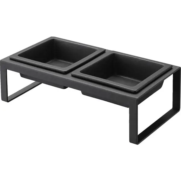 YAMAZAKI Pet Food Bowls & Stand - Black