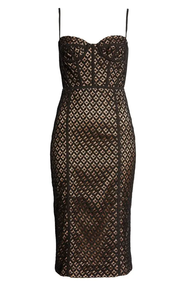 Bardot Charley Corset Lace Cocktail Midi Dress
