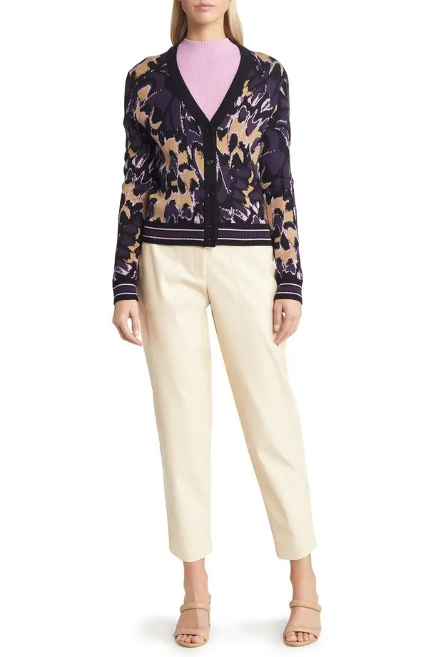BOSS Fristol Floral Jacquard Wool Cardigan