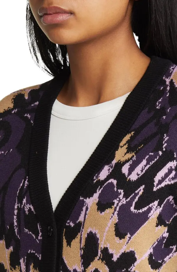 BOSS Fristol Floral Jacquard Wool Cardigan